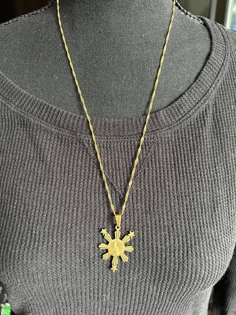 Philippine Sun & Star Map Gold Plated Necklace | Filipino Necklace - Etsy