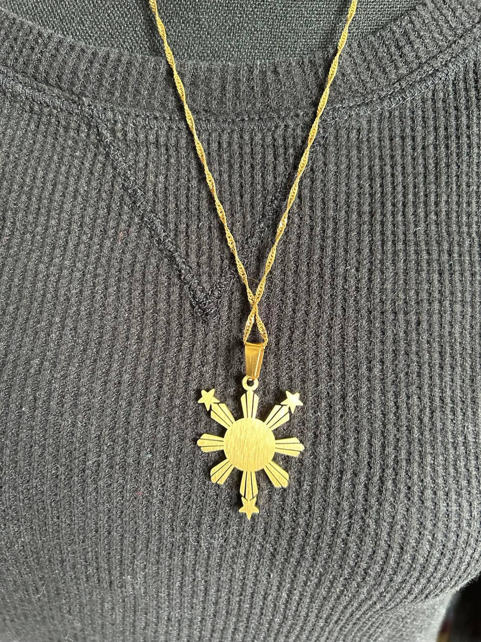 Philippine Sun & Star Map Gold Plated Necklace | Filipino Necklace - Etsy