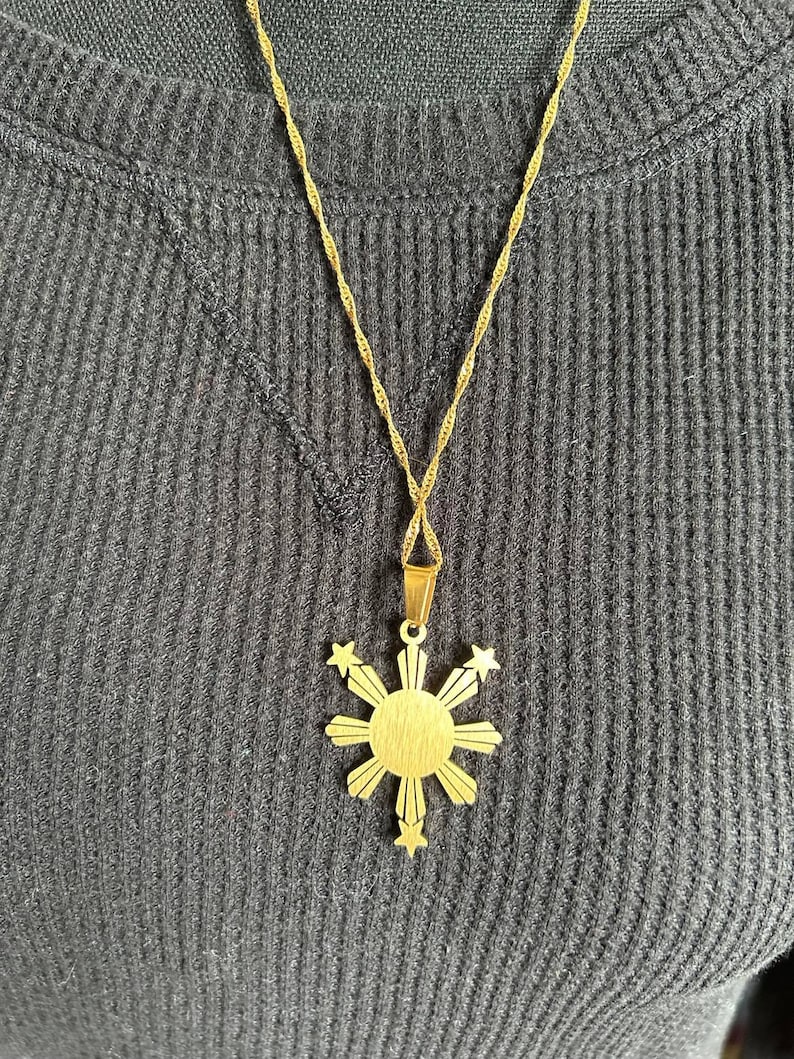 Philippine Sun & Star Map Gold Plated Necklace | Filipino Necklace - Etsy