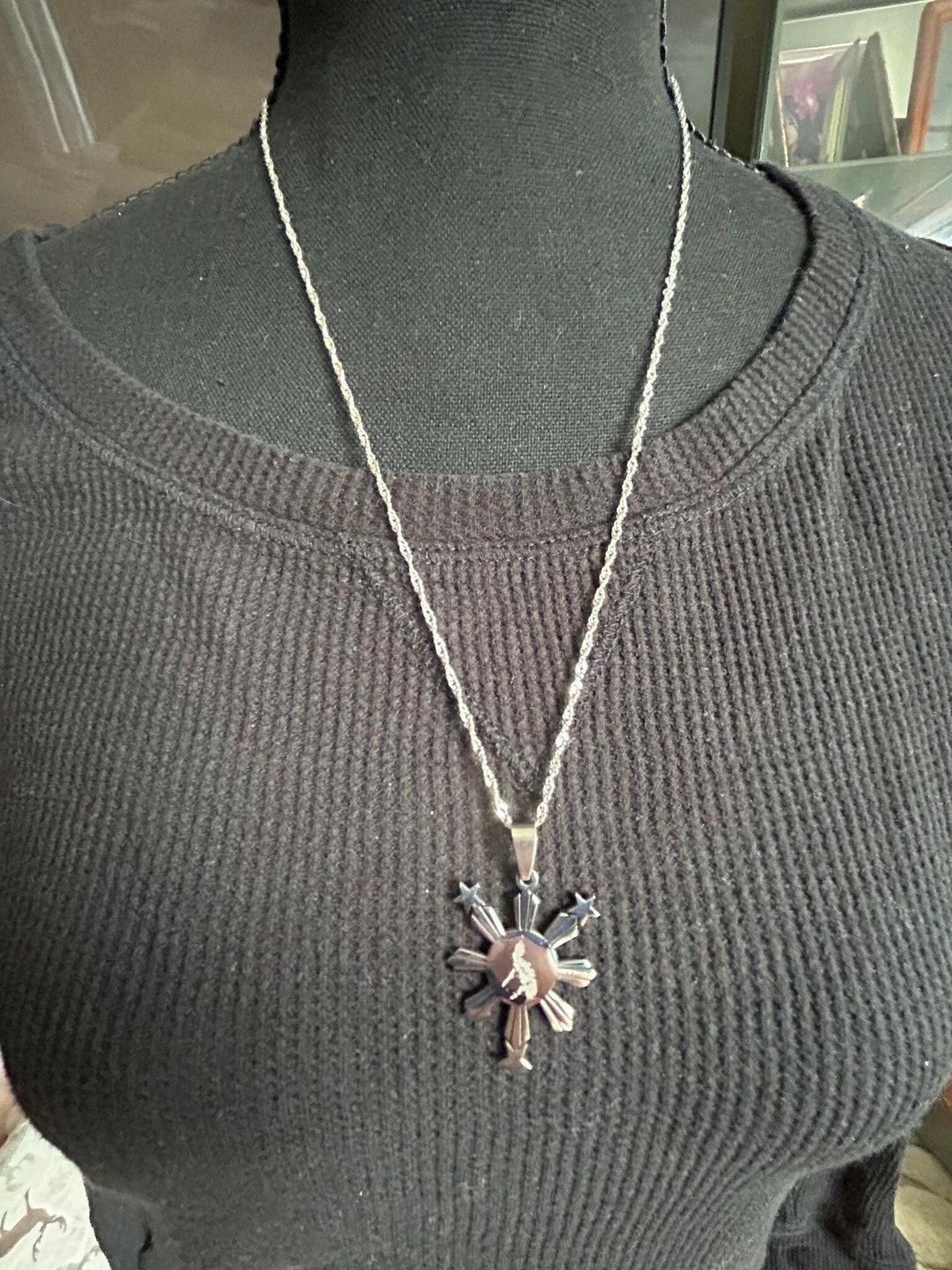 Philippine Sun & Star Map Silver Plated Necklace | Filipino Necklace - Etsy