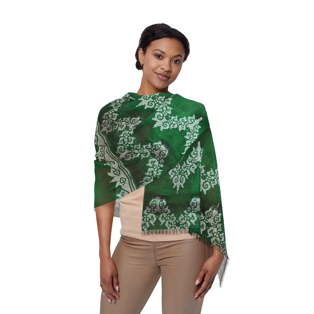Philippines Mindanao Batik Inspired Vibrant Green Theme Light Scarf - Etsy