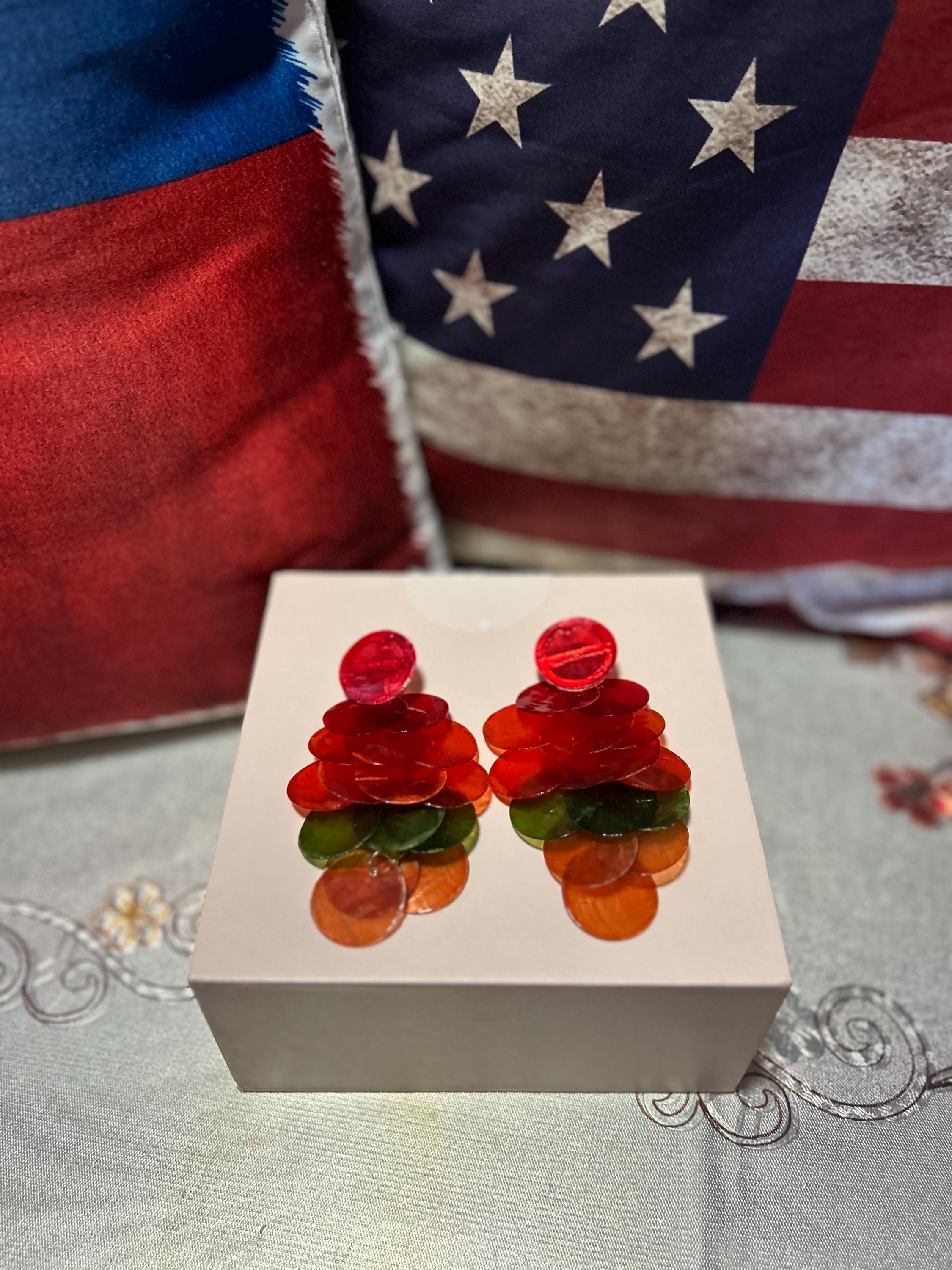 Philippines Filipino Native Capiz Shell Multi-colored Dangling Earrings ...