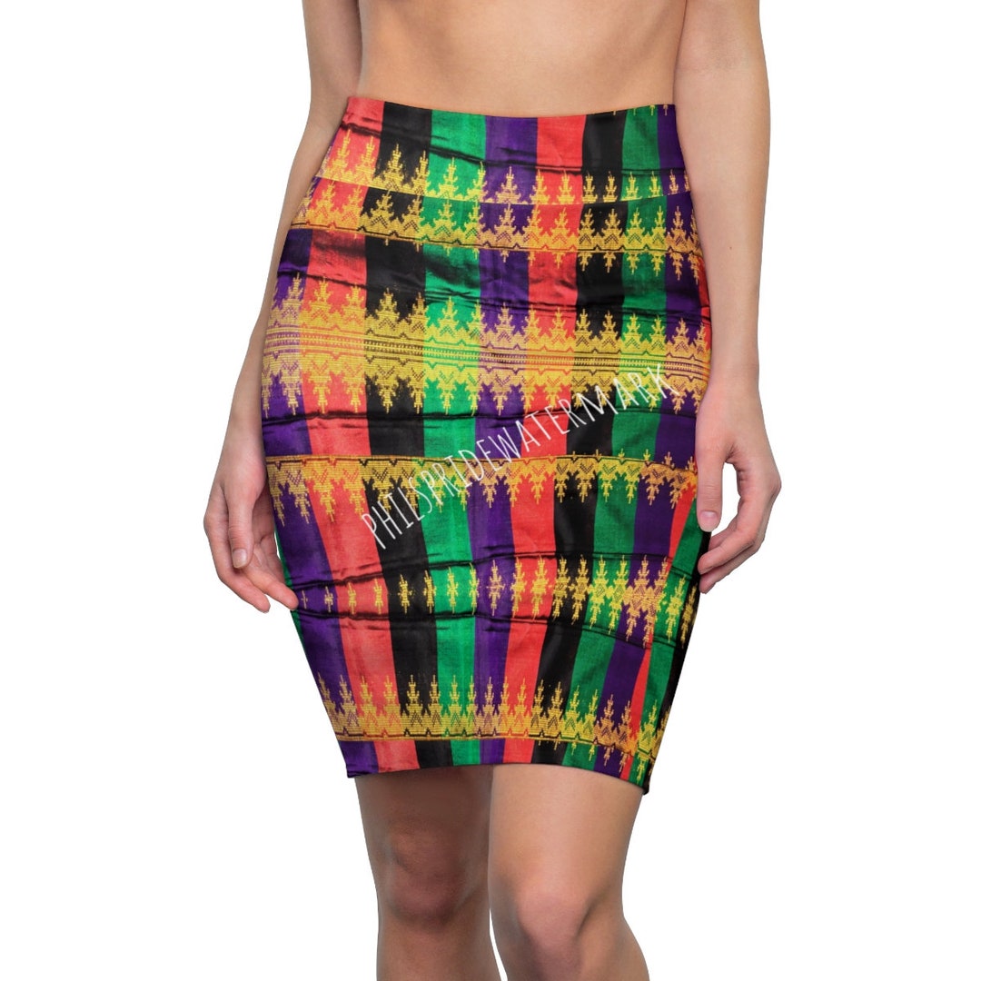 Philippines Filipino Batik Inspired Plaid Holiday Women's Pencil Skirt ...