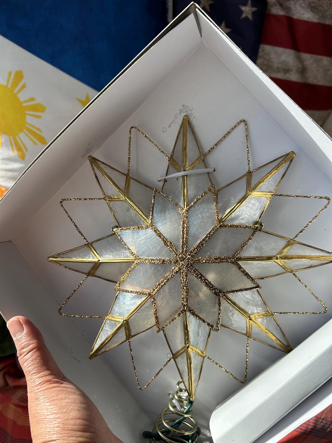 Philippines Capiz Star Tree Topper | 9.65 Inches Lighted Tree Topper ...