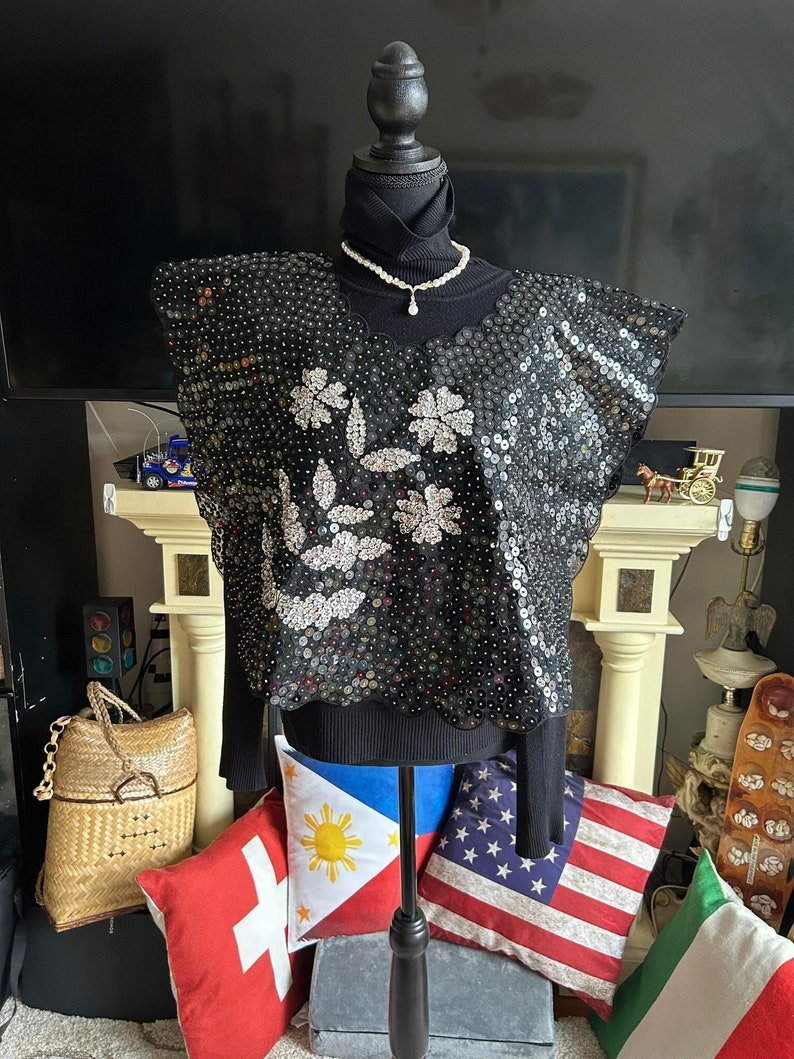 Philippines Filipino Kimona full Sequence Black Kimona Adult - Etsy