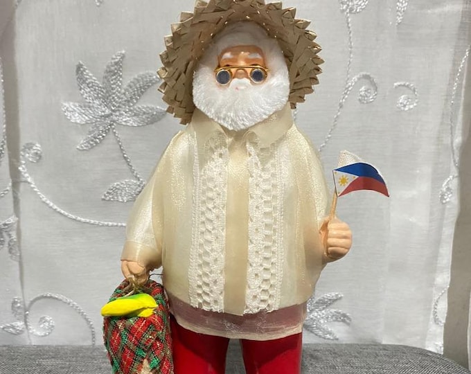Philippines Filipino Santa Claus in Barong & Bayong Philippine Ornament ...