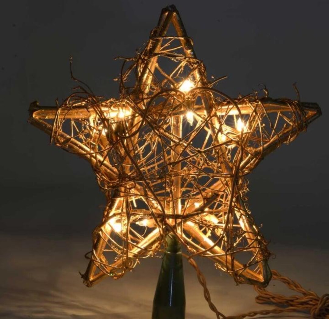 Philippines Native Rattan Star Tree Topper | 10 Inches Lighted Tree ...