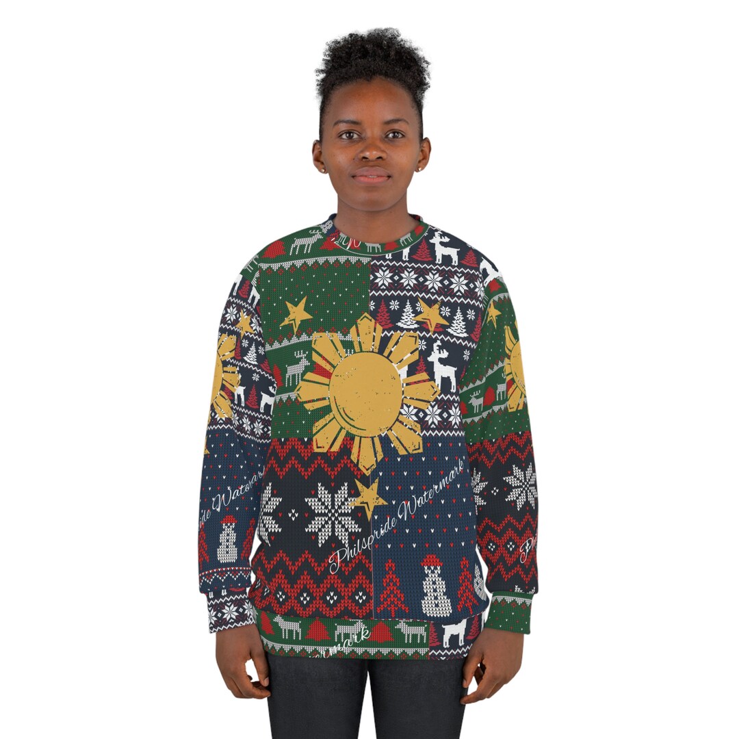 Philippines Filipino Ugly Sweater Philippine Sun and Plaid Christmas ...