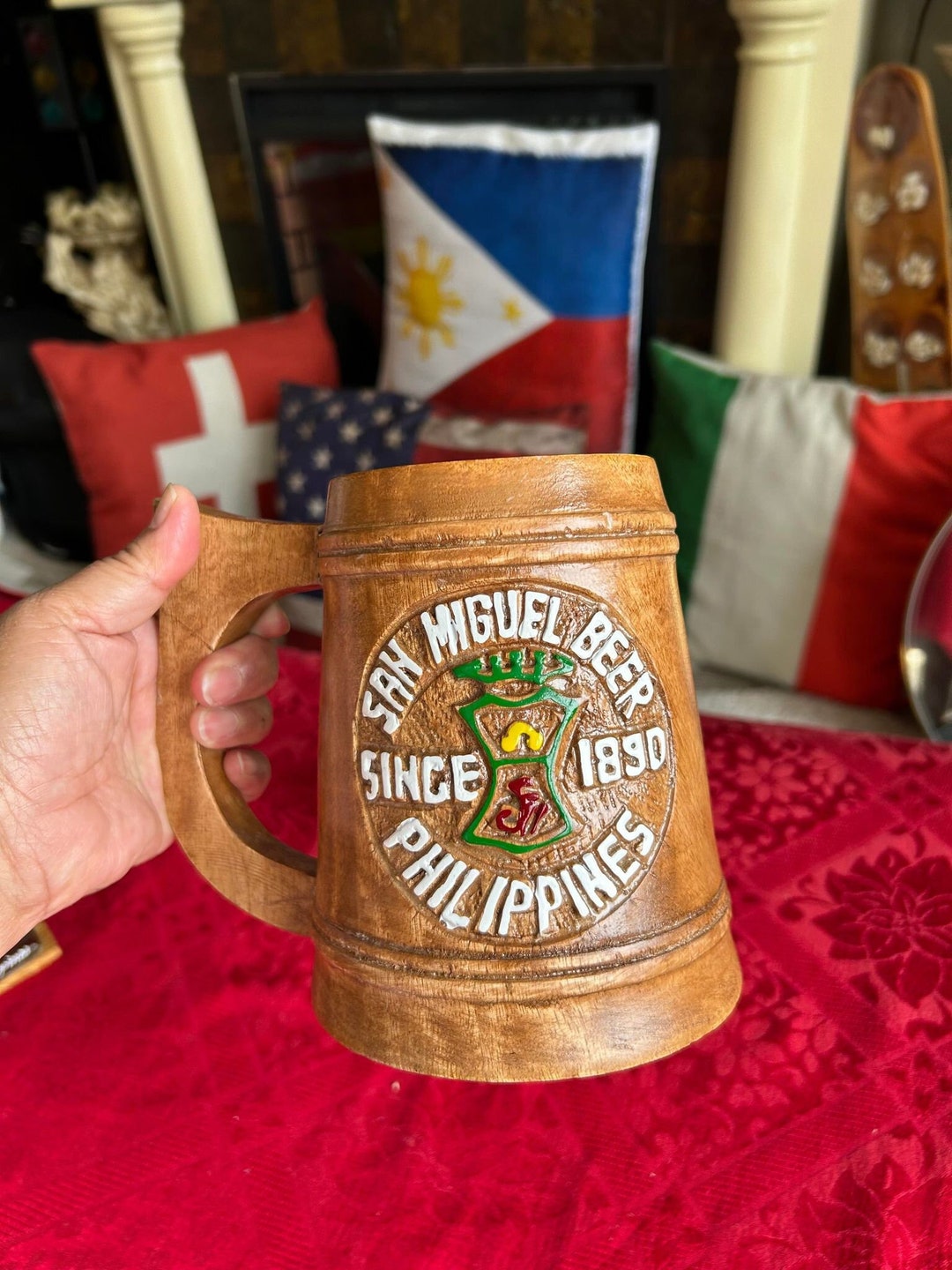 Philippines San Mig Boracay Large Wooden Beer Mug Decorative Souvenir ...