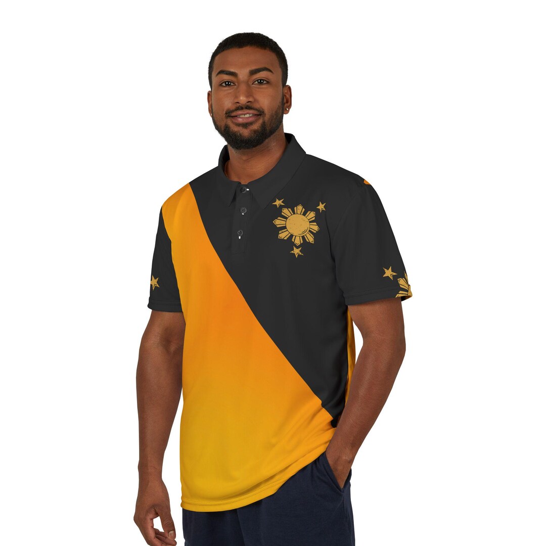 Philippine Sun Emblem Polo | Black and Gold Diagonal Design - Etsy
