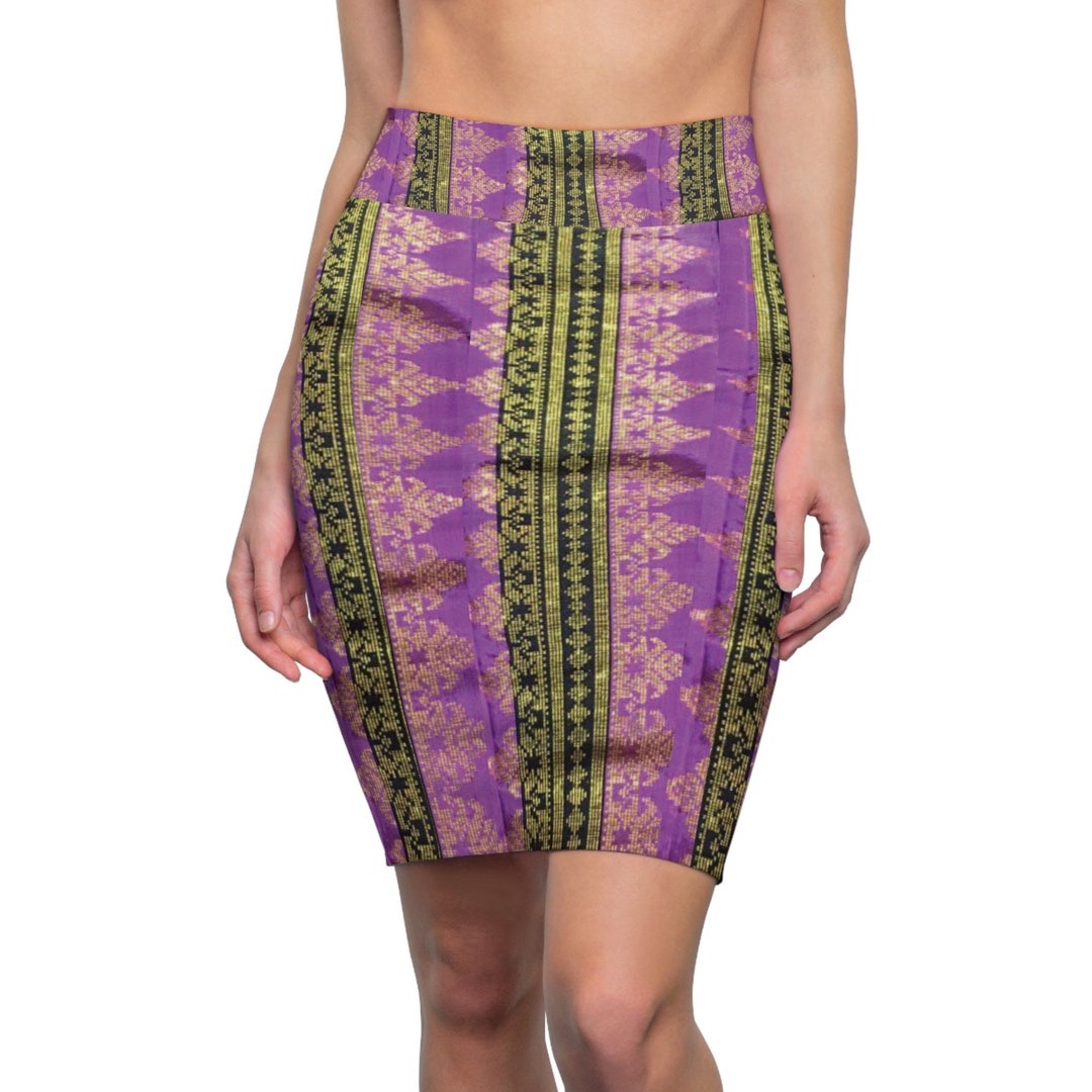 Philippines Mindanao Batik Inspired Pink Abstract Women's Pencil Skirt ...