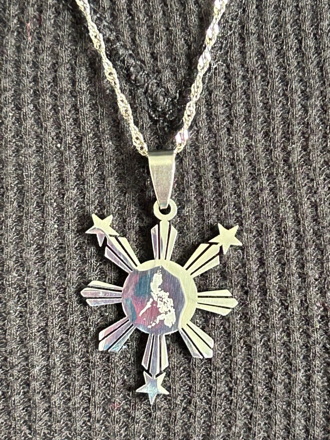 Philippine Sun & Star Map Silver Plated Necklace | Filipino Necklace - Etsy