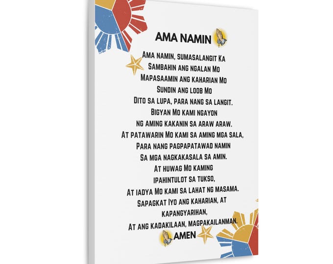 Filipino Prayer Our Father in Tagalog, Ama Namin Poster - Botanical ...