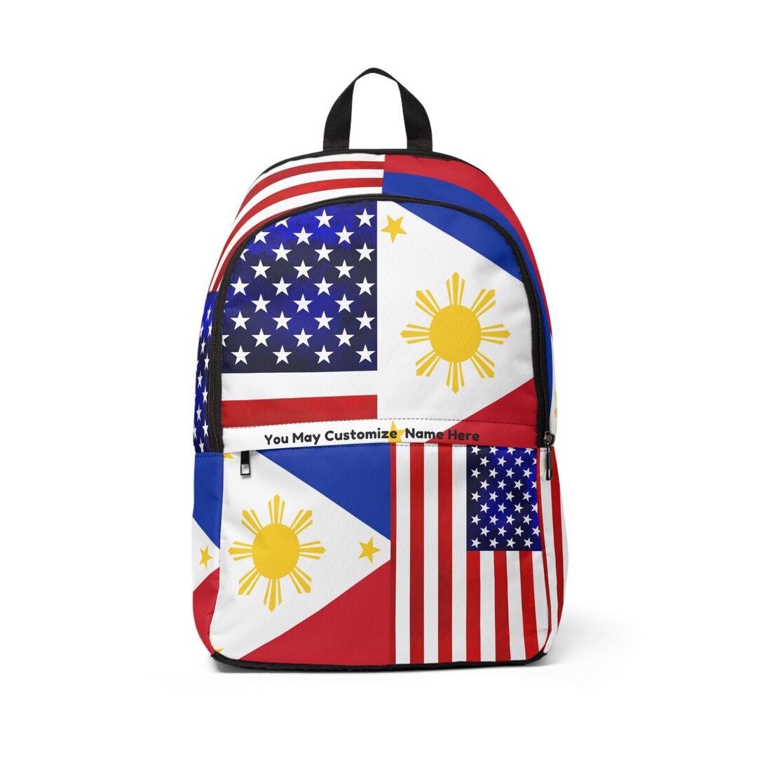 Philippines USA Flag Backpak | Philippines Unisex Fabric Backpack ...