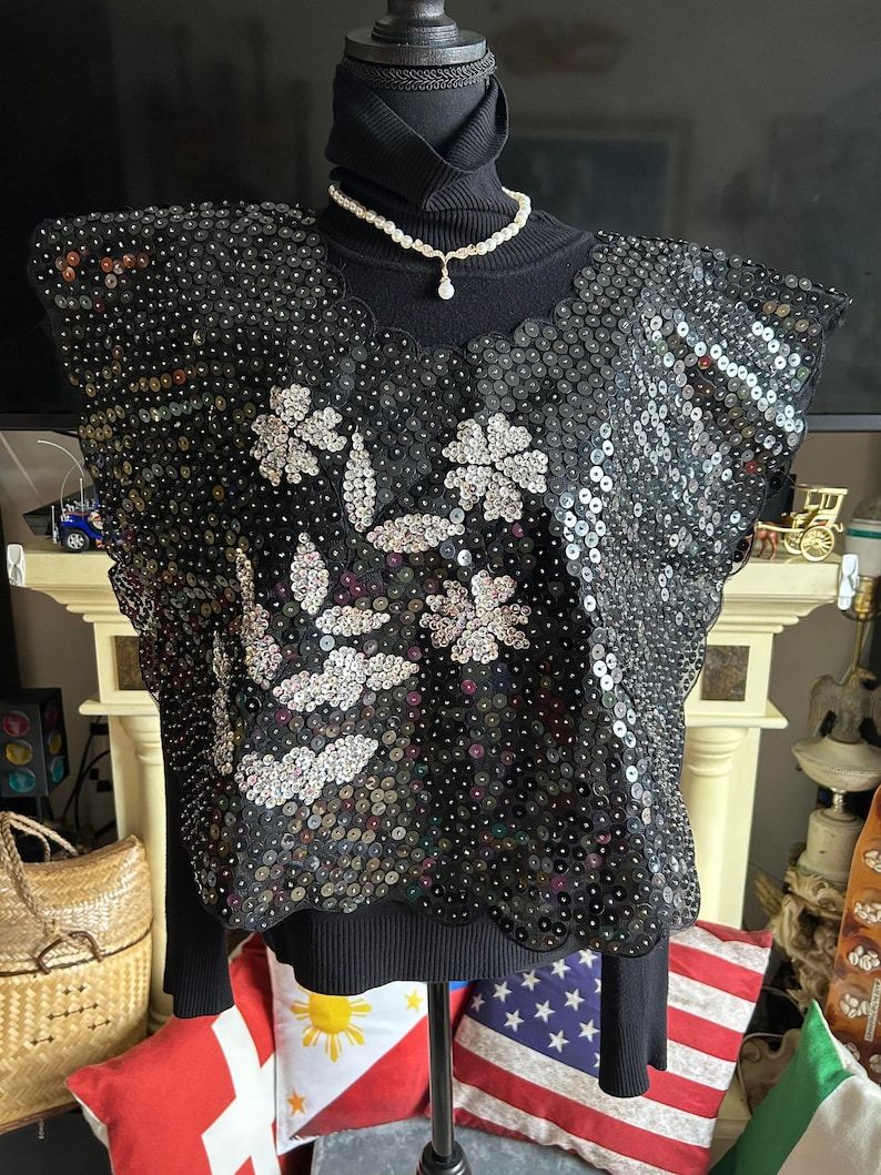 Philippines Filipino Kimona full Sequence Black Kimona Adult - Etsy