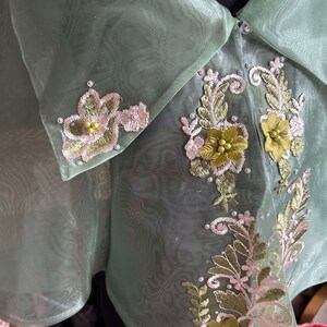 Philippines Modern Filipiniana Poncho Style Alampay, Organza Fabric ...