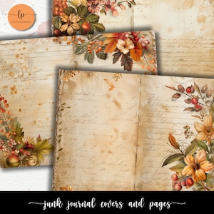 Thanksgiving Feast Junk Journal Covers and Pages - Autumn Journal Cover ...