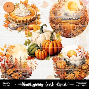 Thanksgiving Feast Clipart Set - Autumn Foods Digital Stickers ...