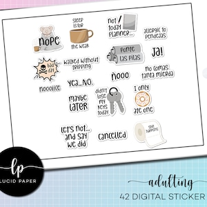 Adulting DIGITAL Sticker Set - Grown up Themed Digital Stickers ...
