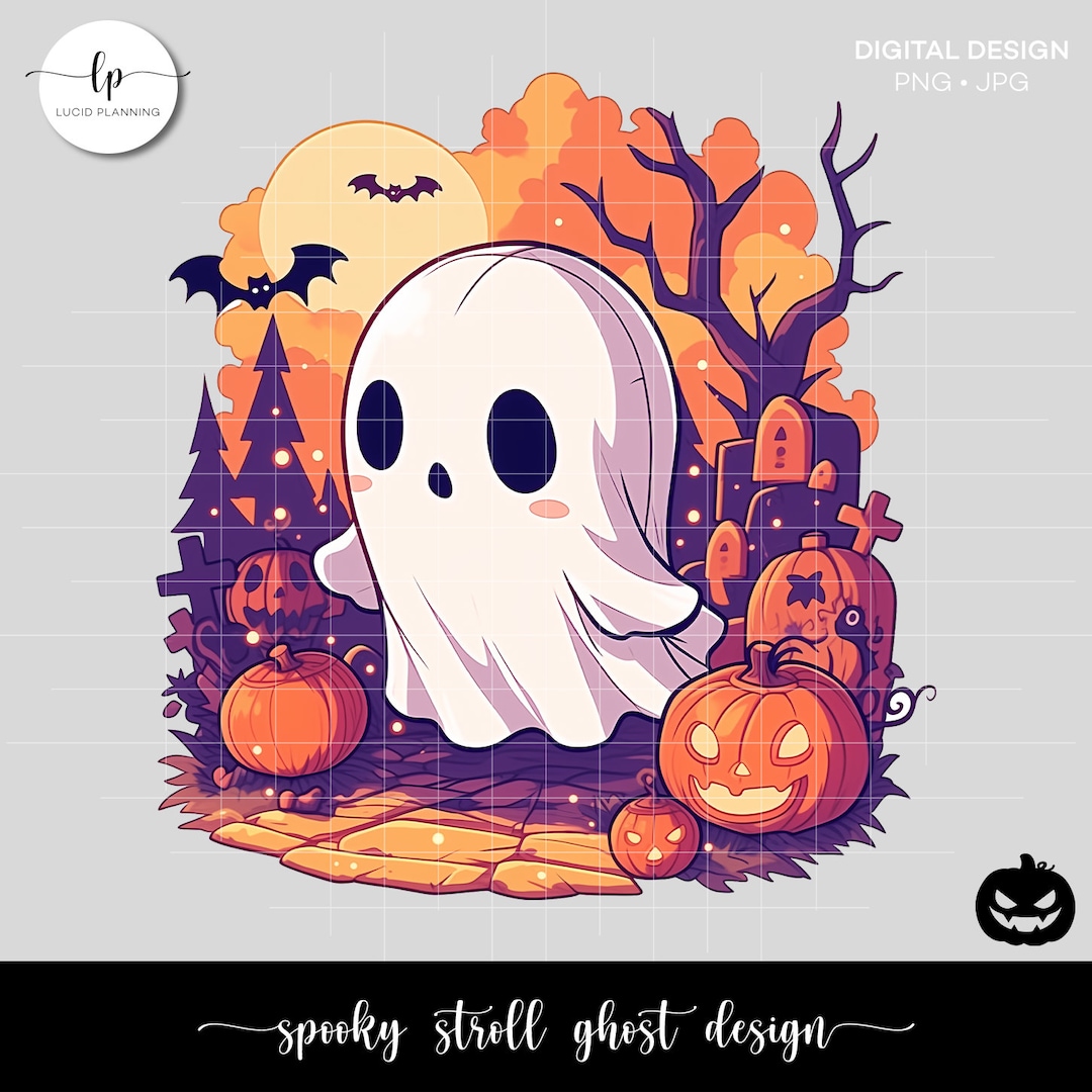 Cute Spooky Stroll Ghost Sublimation Design - Instant Download - Ghost ...