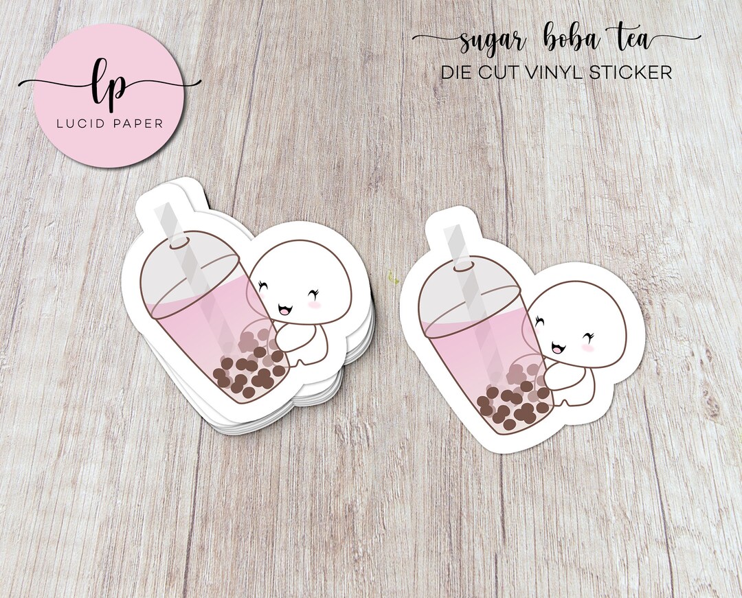 Sugar Boba Tea Die Cut Sticker Kawaii Bubble Tea Vinyl Sticker Boba Tea ...