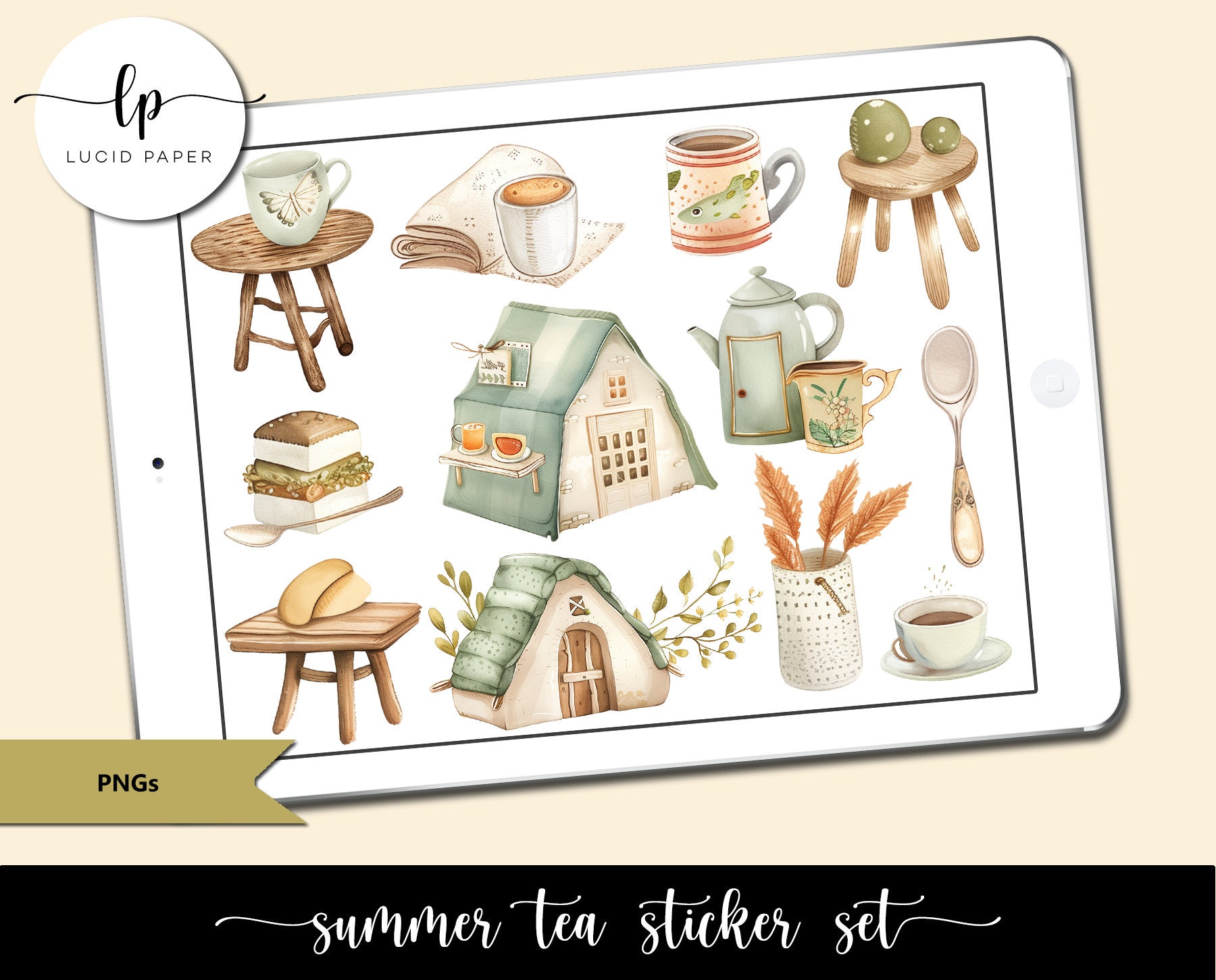 Summer Tea Digital Stickers - Cute Summer Floral Digital Planner ...