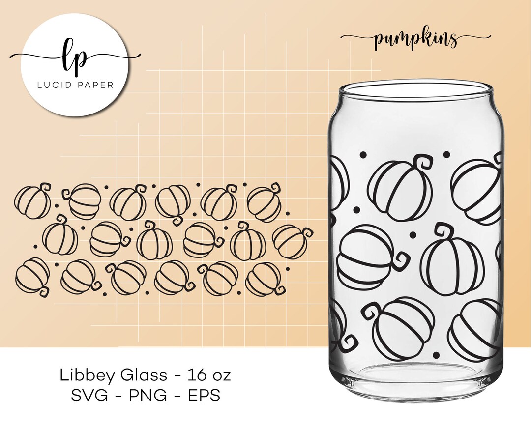Pumpkin Can Glass Wrap Cut File - Can Glass SVG - Pumpkin - Fall - Full ...
