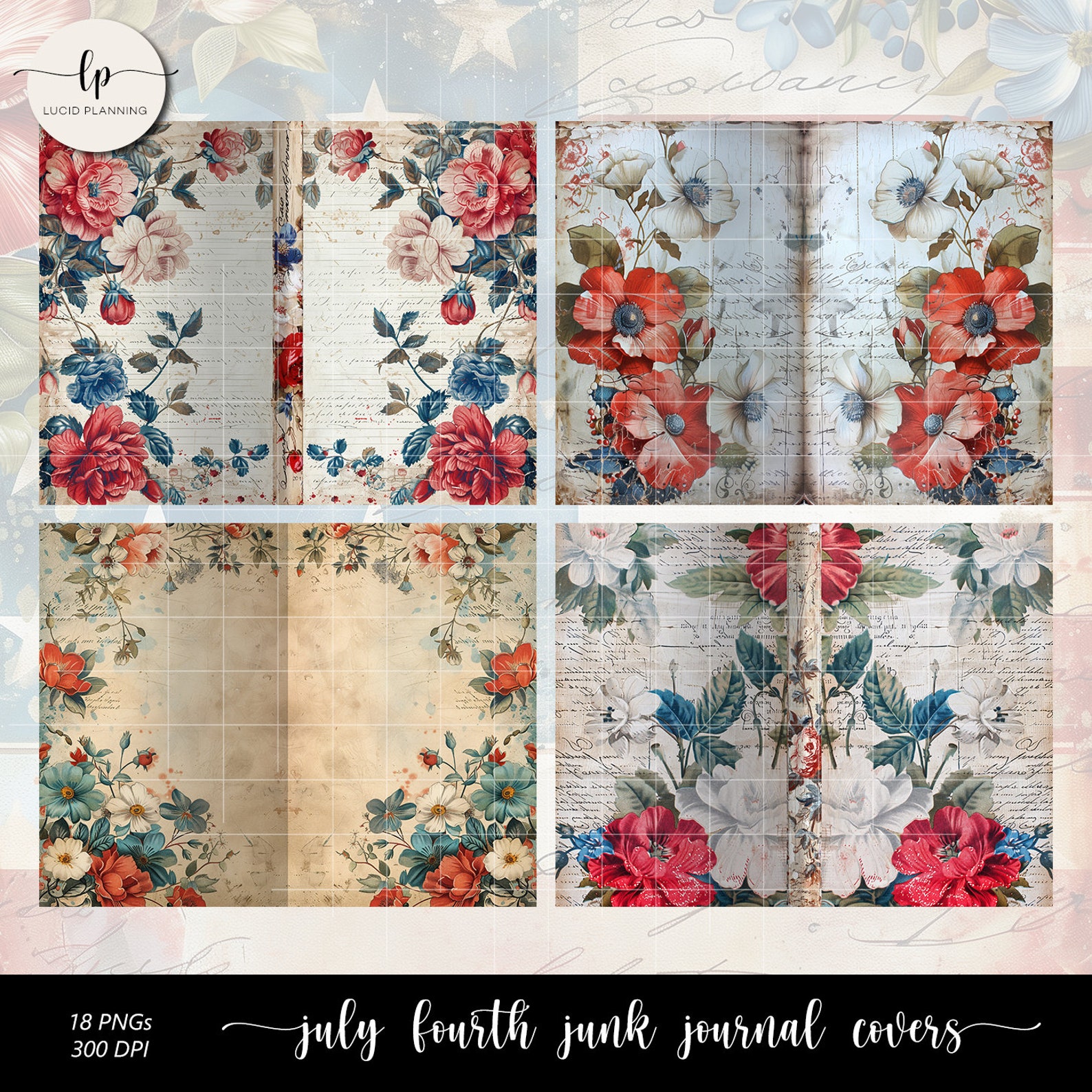 July Fourth Junk Journal Covers - 4th of July Journal Cover ...