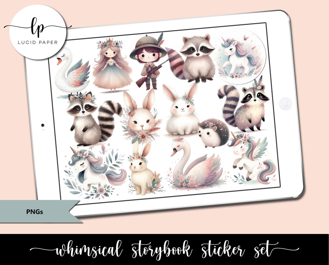Whimsical Storybook Digital Stickers - Cute Storybook Characters ...