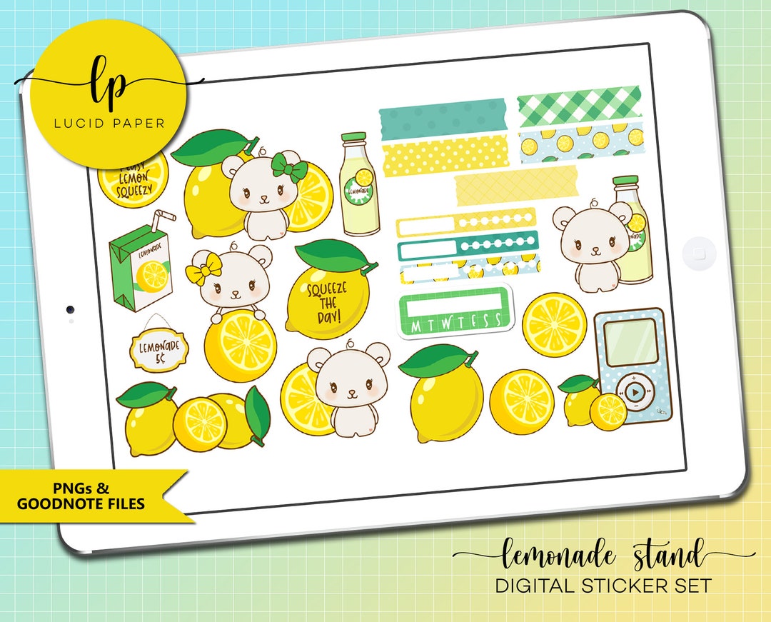 Lemonade Stand DIGITAL Sticker Set - Fruit Themed Digital Stickers ...