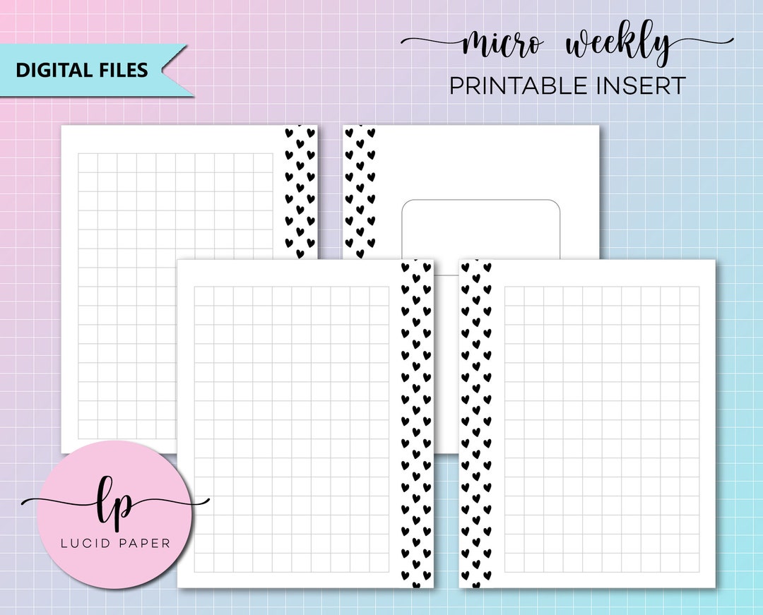 HP Micro Printable Weekly Insert - Micro Week Printable Insert - HP ...
