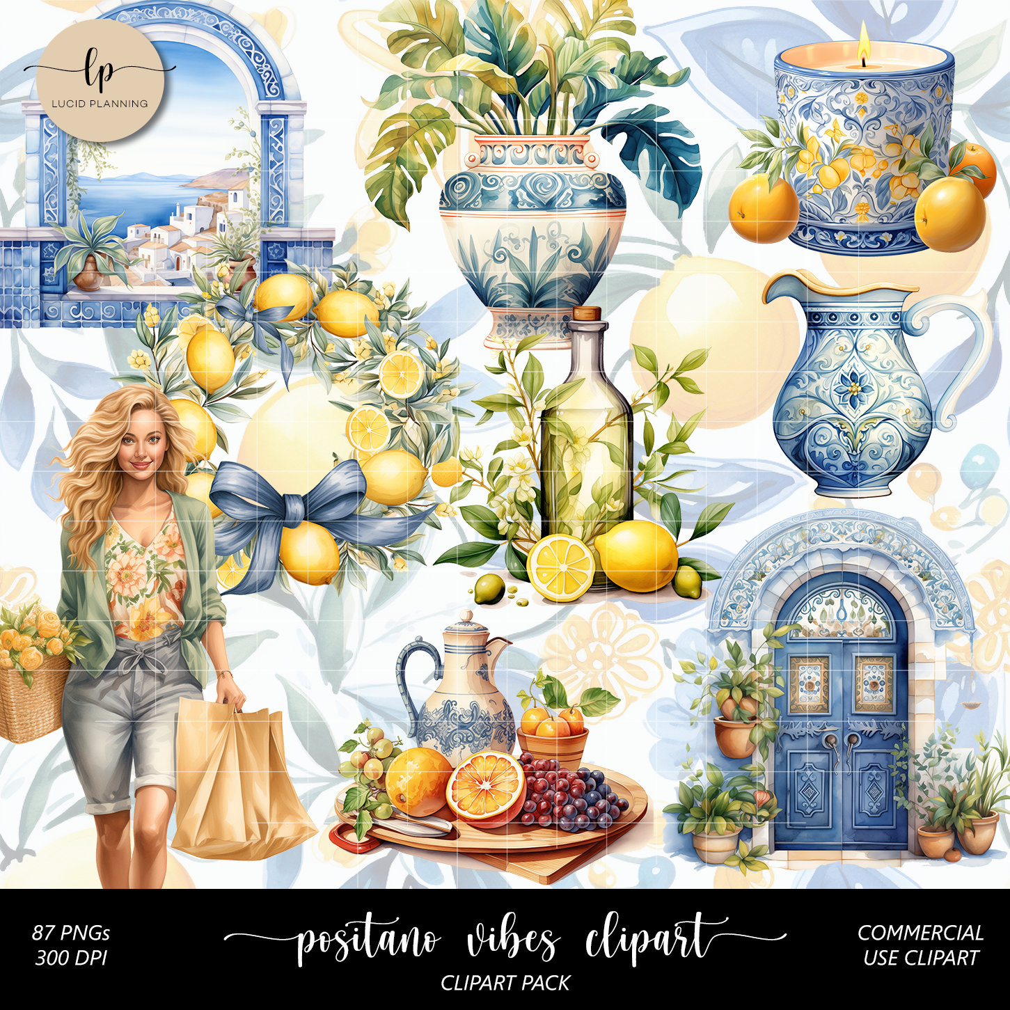 Positano Vibes Clipart Set -mediterranean Design Digital Stickers ...