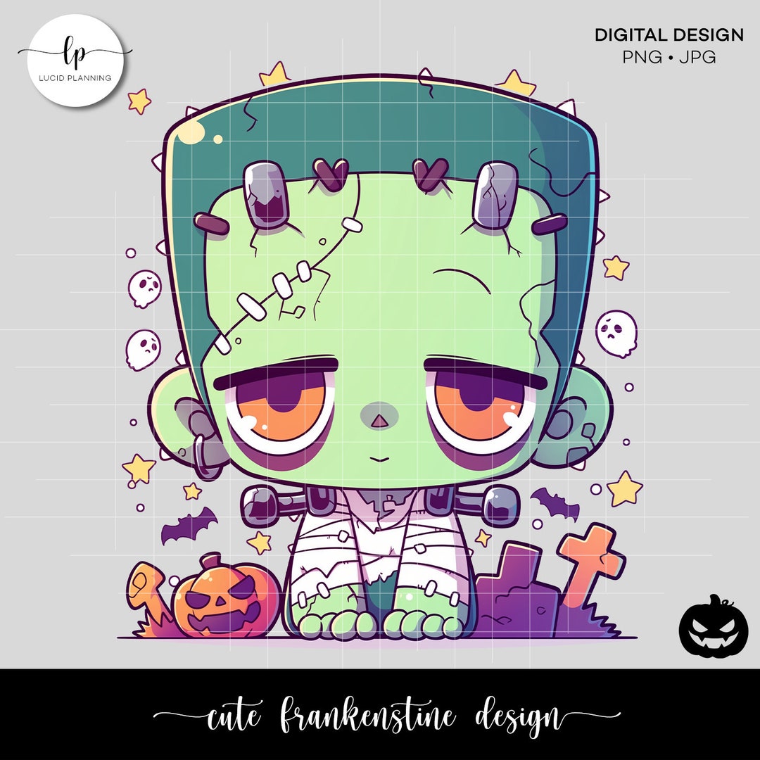 Cute Frankenstein's Monster Sublimation Design - Instant Download ...