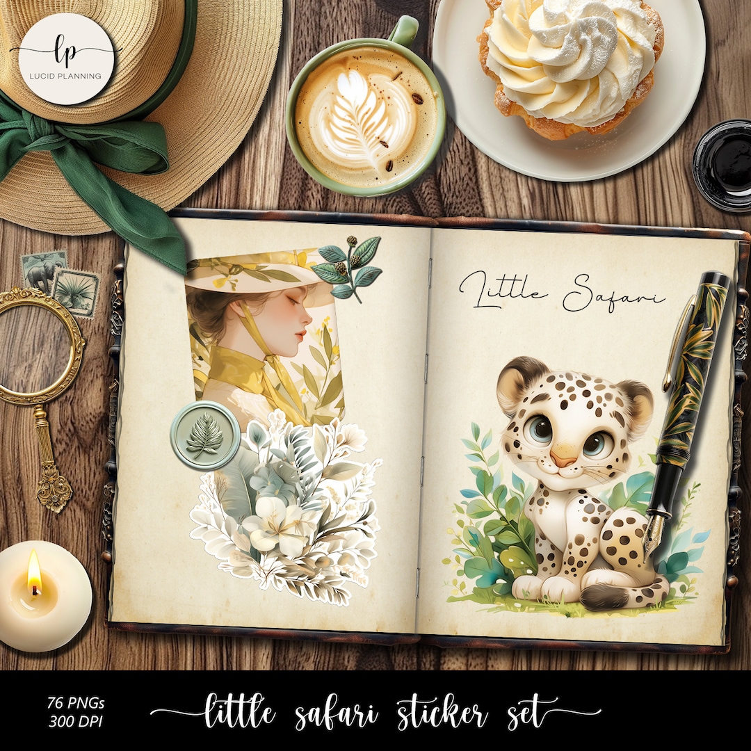 Little Safari Digital Sticker Set - Jungle Animals & Foliage Safari ...