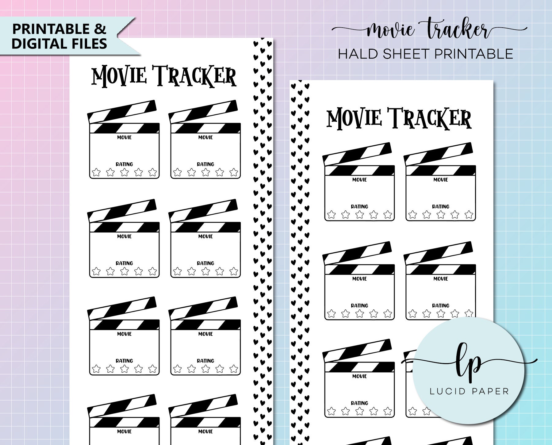 Skinny Classic Happy Planner Movie Tracker - Movie Tracker HP Half ...