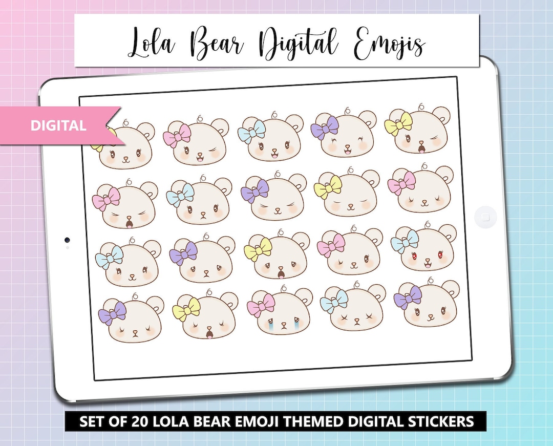 Lola Emoji Digital Sticker Set - Pastel Themed Digital Stickers ...