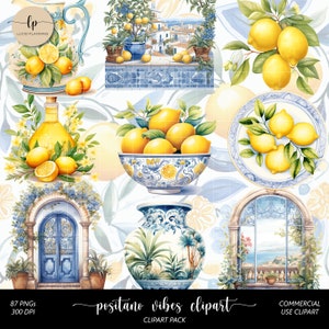 Positano Vibes Clipart Set -mediterranean Design Digital Stickers ...