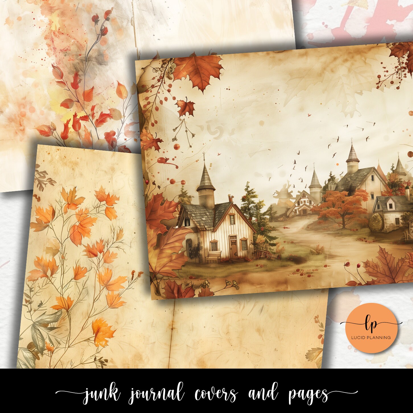 Thanksgiving Feast Junk Journal Covers and Pages - Autumn Journal Cover ...