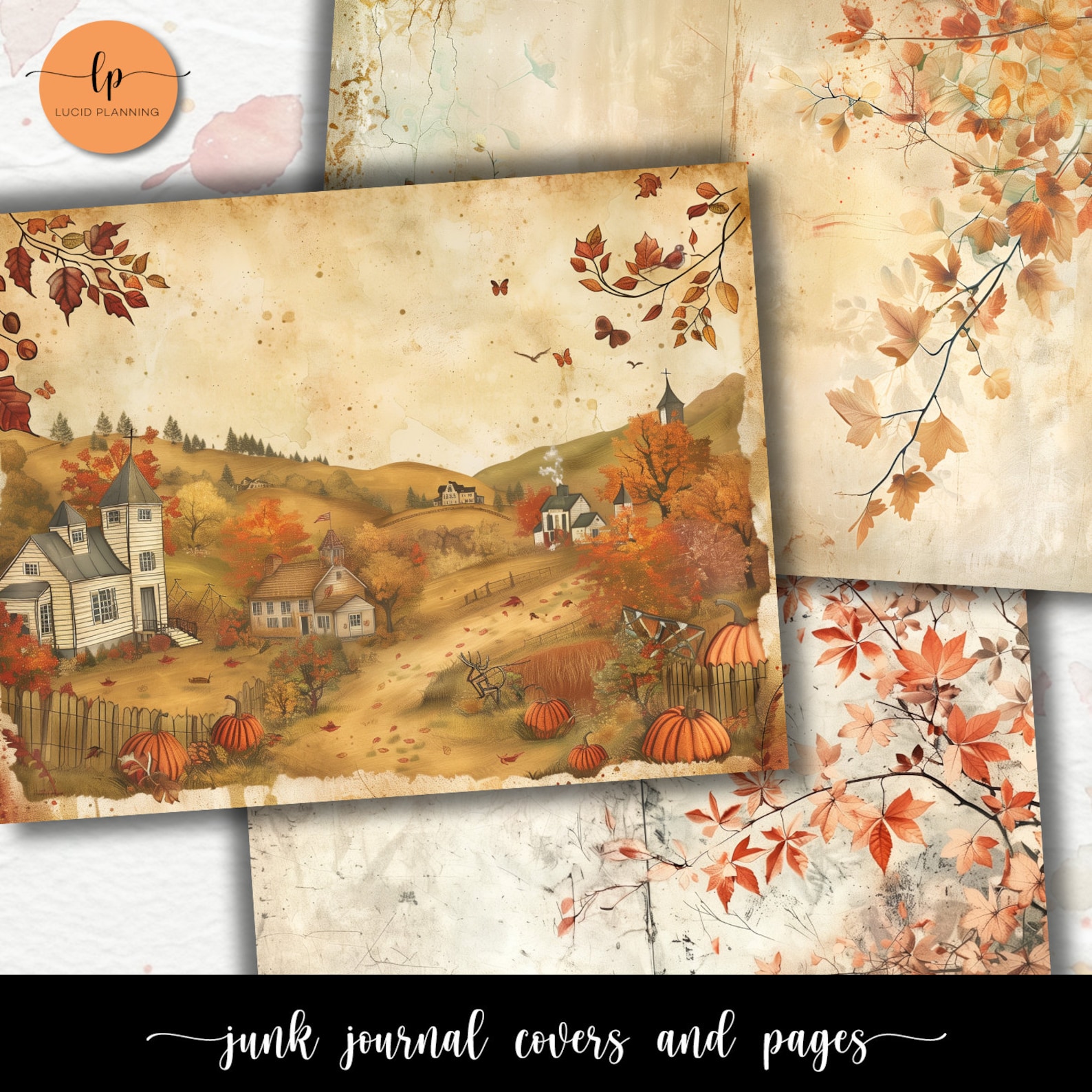 Thanksgiving Feast Junk Journal Covers and Pages - Autumn Journal Cover ...