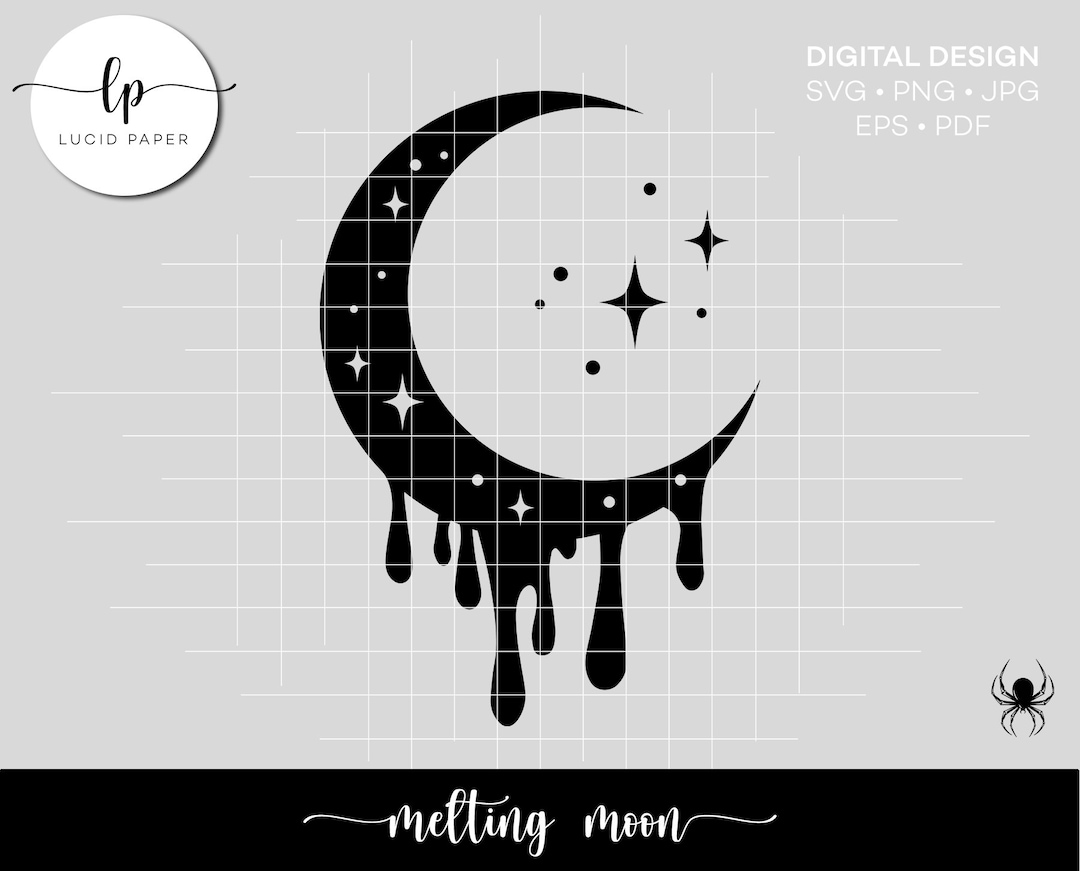 Melting Moon Cut File - Instant Download - Witchy SVG Cut File - Pagan ...