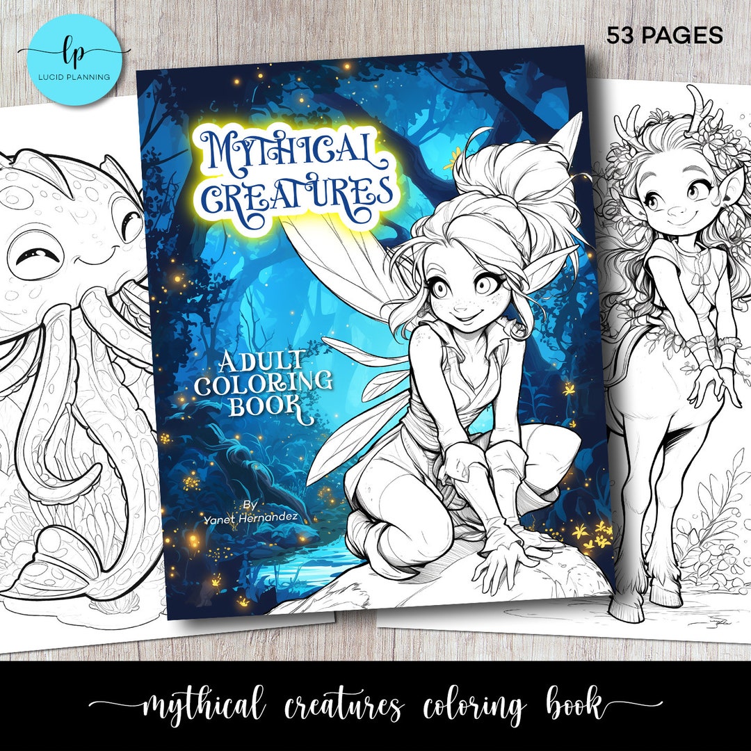 Mythical Creatures Adult Coloring Book 53 Coloring Page Digital ...