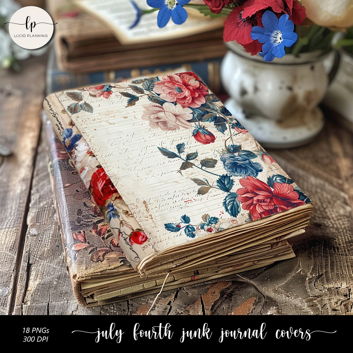 July Fourth Junk Journal Covers - 4th of July Journal Cover ...