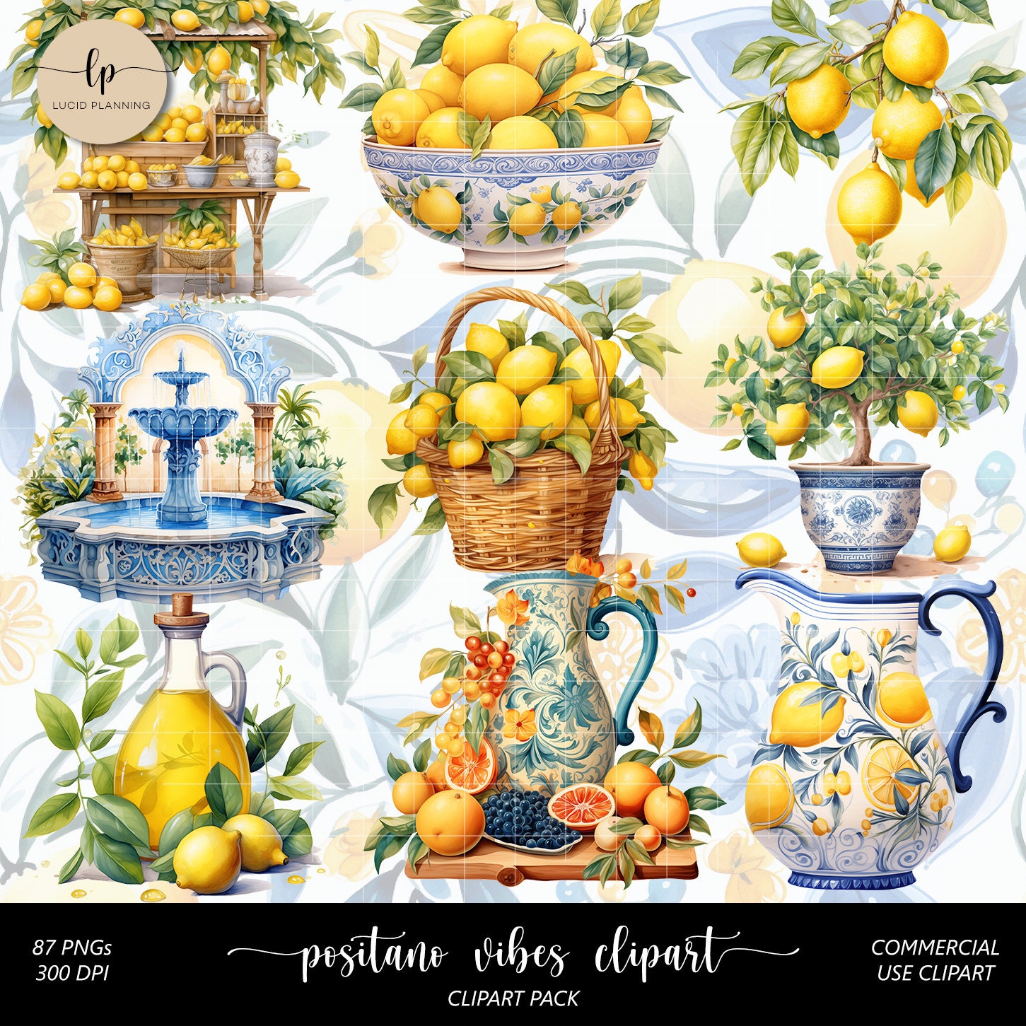 Positano Vibes Clipart Set -mediterranean Design Digital Stickers ...