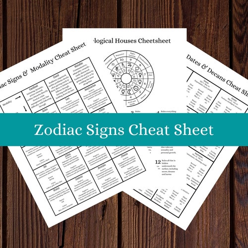 Zodiac Signs Cheat Sheets - Etsy