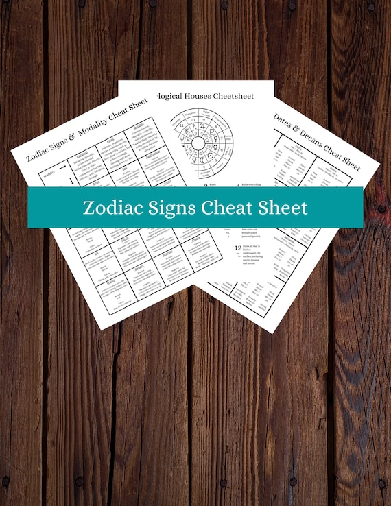 Zodiac Signs Cheat Sheets - Etsy