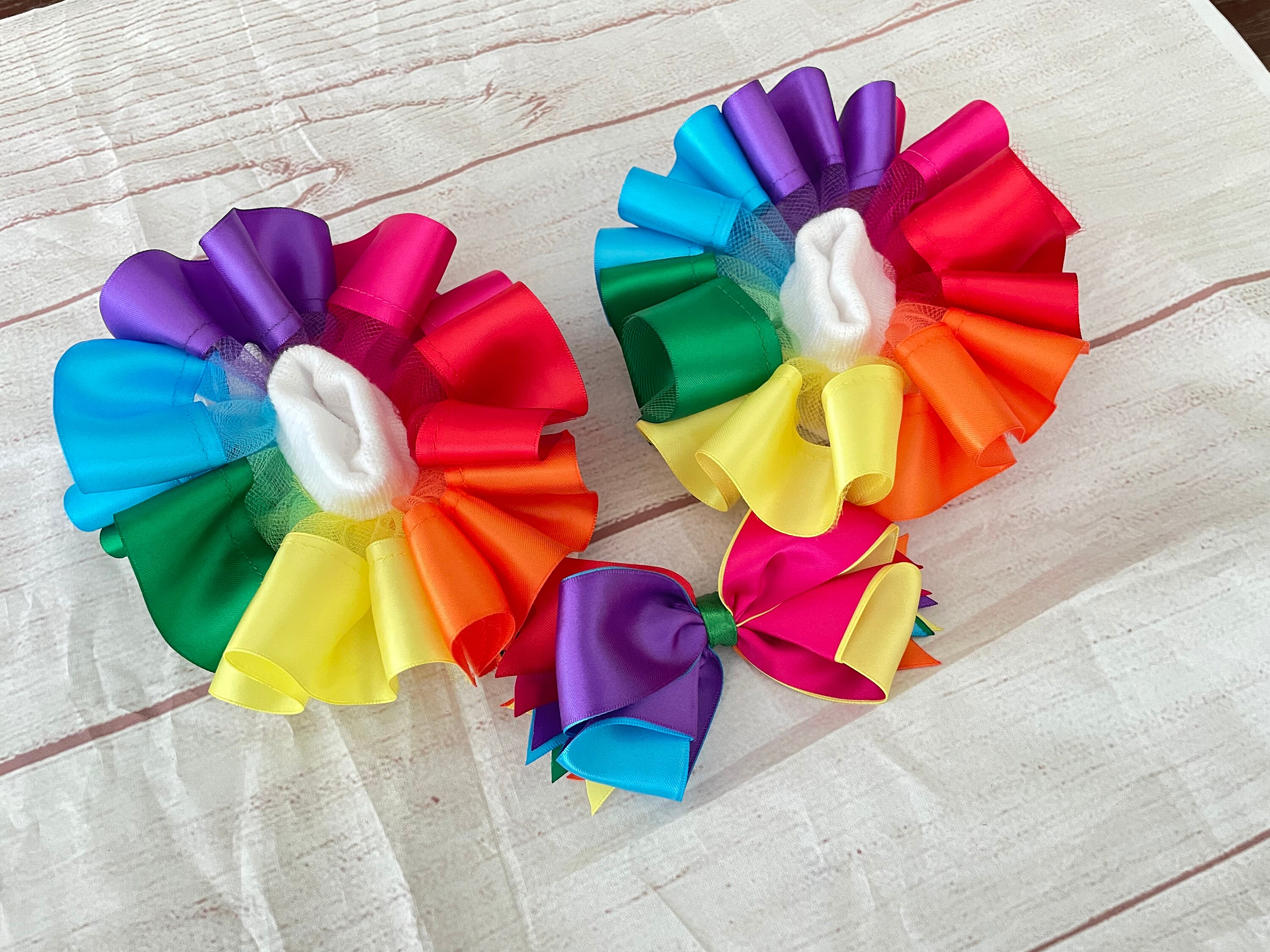 Rainbow Tutu and Bow Rainbow Ribbon Trim Tutu Rainbow - Etsy