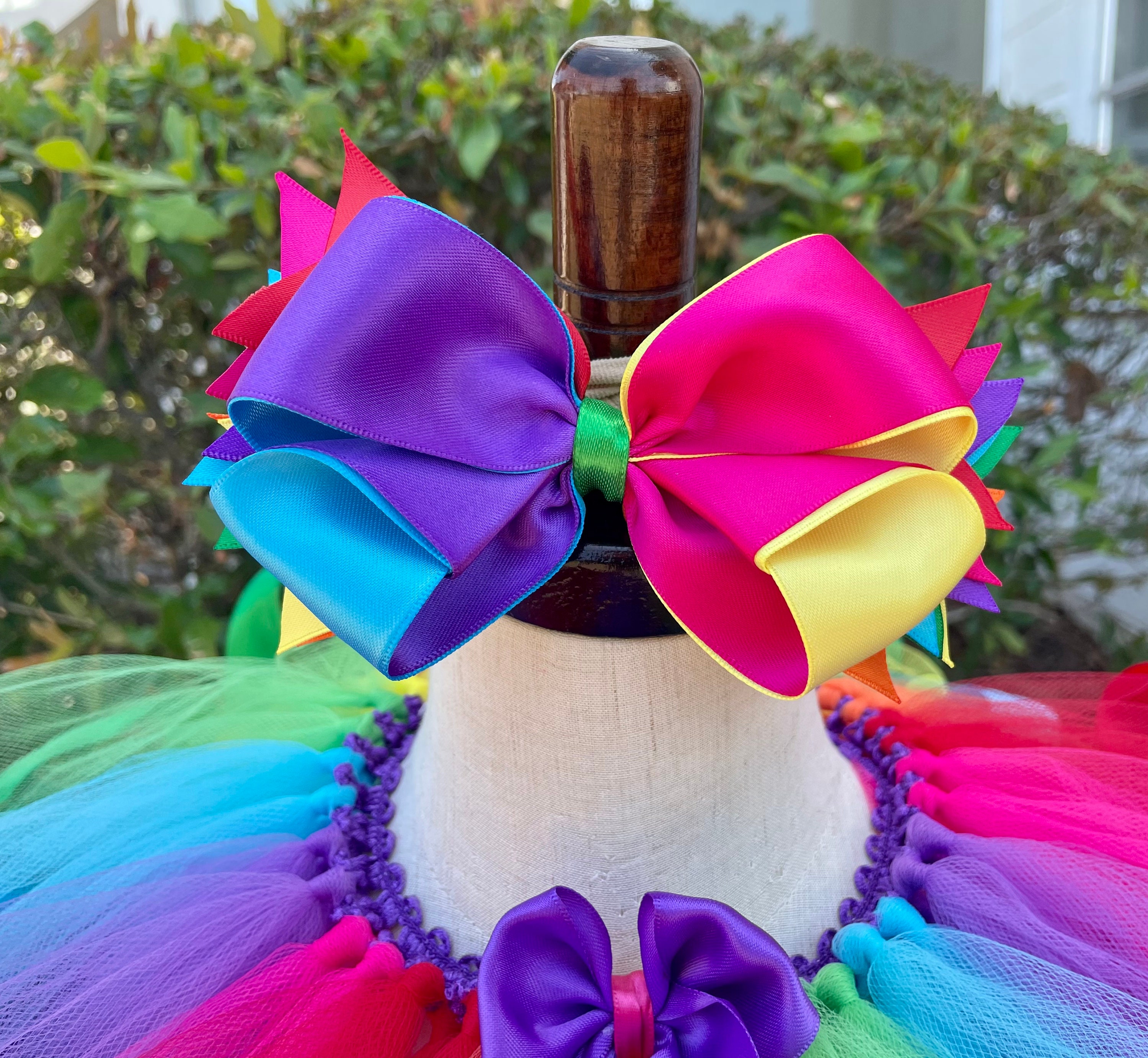 Rainbow Tutu and Bow Rainbow Ribbon Trim Tutu Rainbow - Etsy