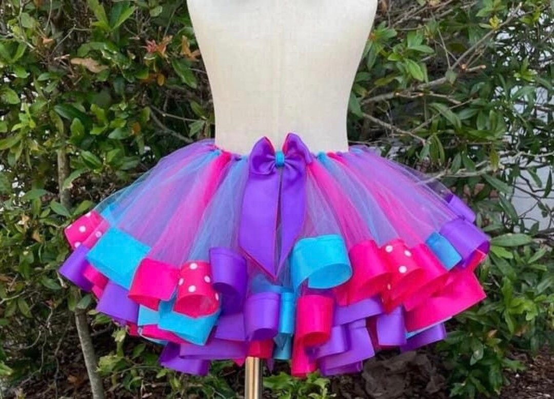 Pink and Purple Tutu Set, Ribbon Trim Tutu, Dolls Themed Tutu and Bow ...