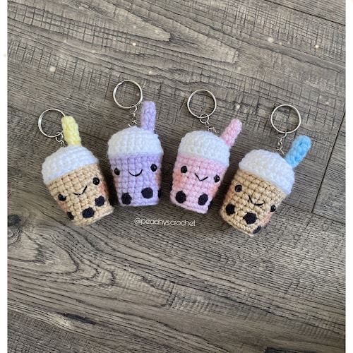 Crochet Pattern for Bubble Tea Boba Keychain - Etsy