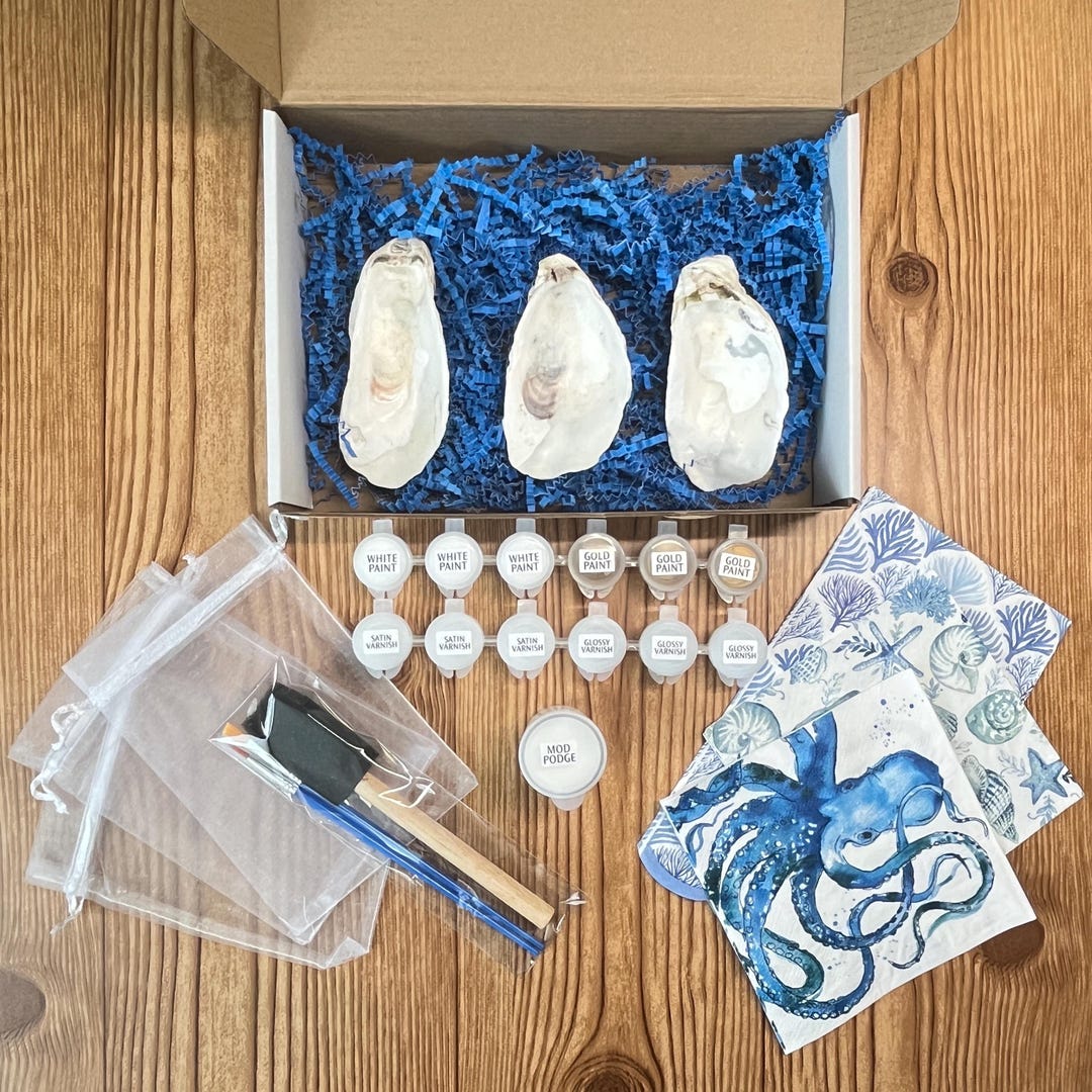 DIY Oyster Shell Decoupage Kit – Three, 3.5” - 4” Shells - All-in-one ...